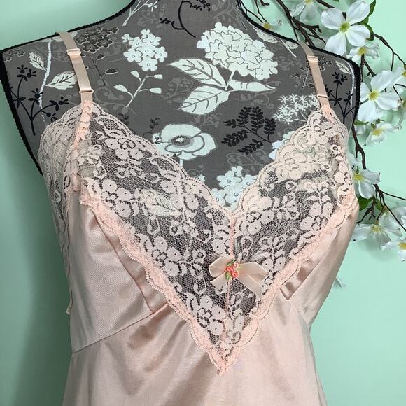 Sliperfection | Intimates & Sleepwear | Vintage Nylon Deep V Neck Lace ...